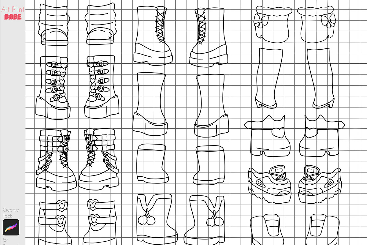 Procreate Chibi Clothes Stamp Kawaii, a Brush Add-On by ArtPrintBabe