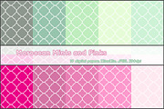 Moroccan Mint and Pink digital paper, a Pattern Graphic by TeaBerry