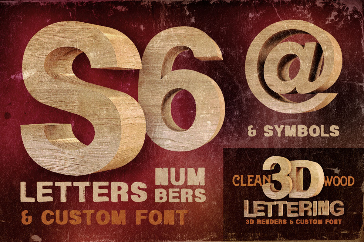 Wood - 3D Lettering + Font, a Font by MIIM | Creative Market