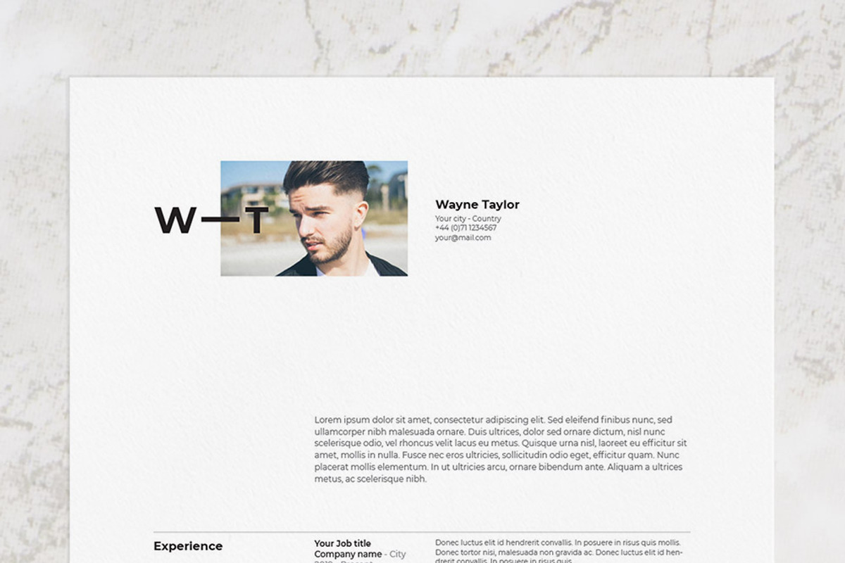Wayne | CV / resume template, a Resume Template by CV house