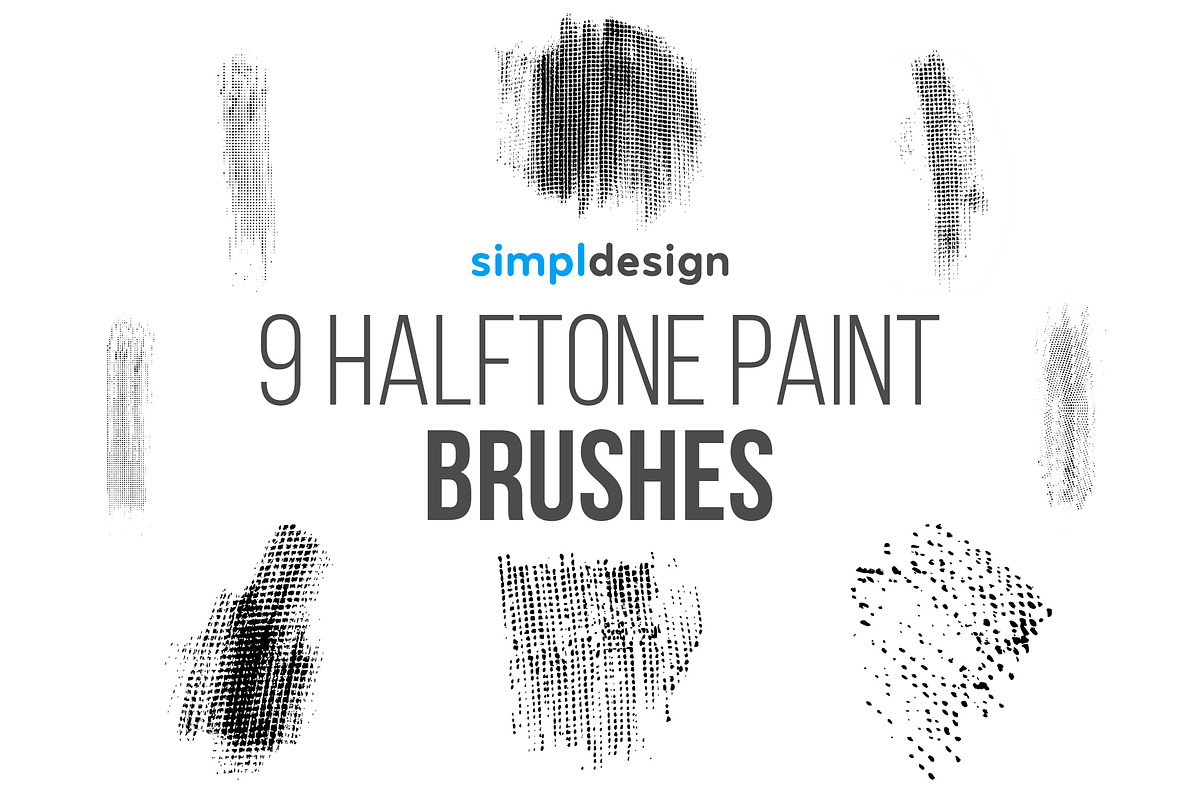 9 Halftone Paint Photoshop Brushes, a Brush Add-On by SimplDesign