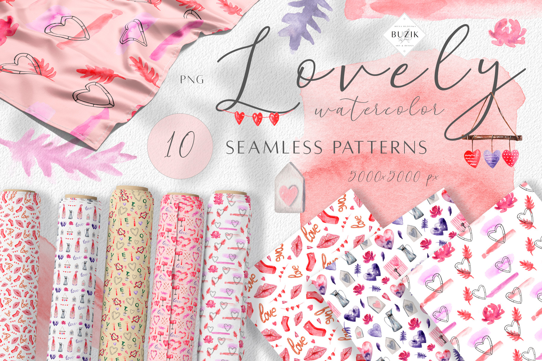 Repeating patterns PNG. Valentines Gift