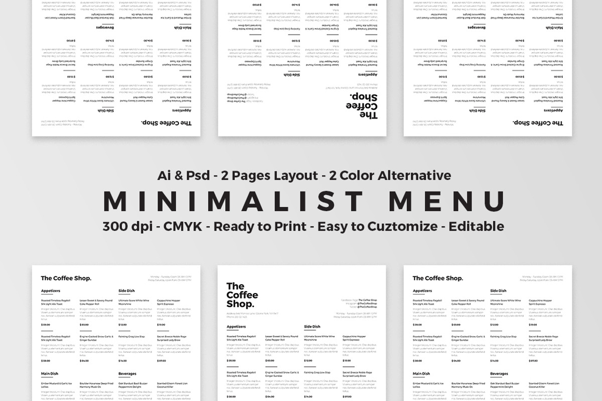Minimalist Food Menu, a Flyer Template by The Good Store