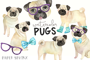 Watercolor Pugs Clipart Pack, an Illustration by PaperSphinx