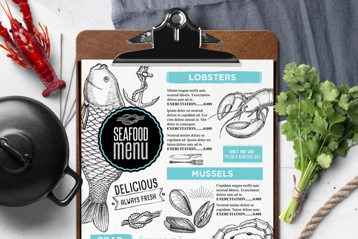 Restaurant Seafood Menu Brochure