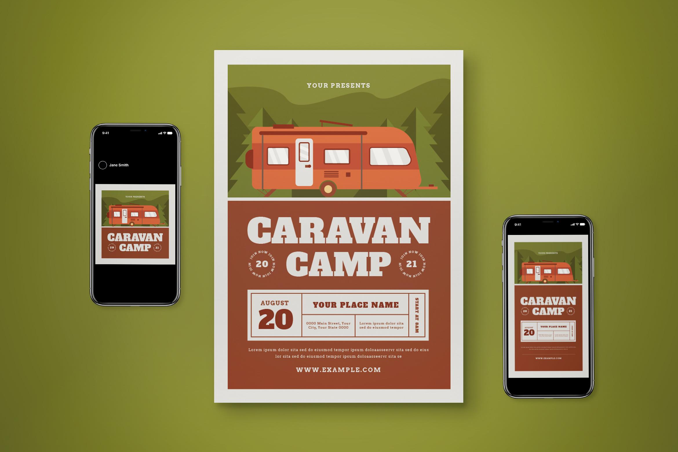 Caravan Camp Flyer Set, a Flyer Template by graphicook