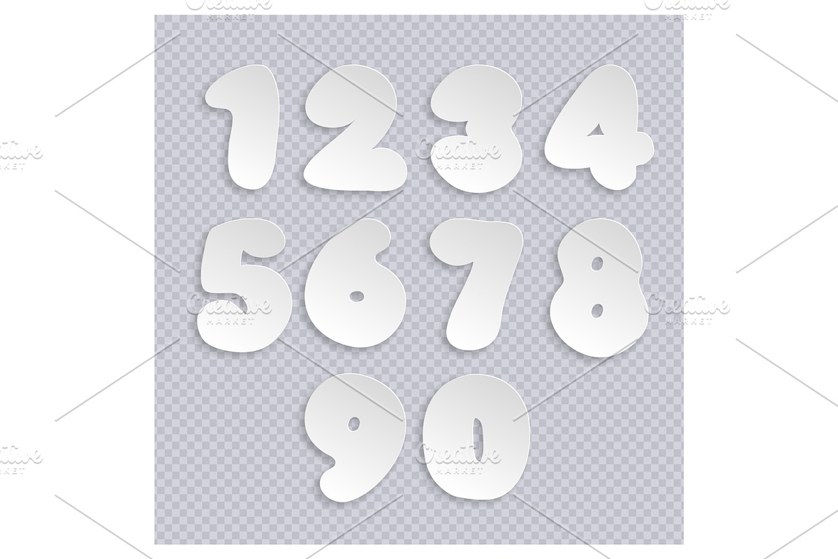 Paper number with transparent shadow, an Icon by Sunny | Creative Market
