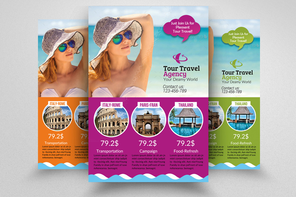Tour Travel Agency Flyer Template | Flyer Templates ~ Creative Market