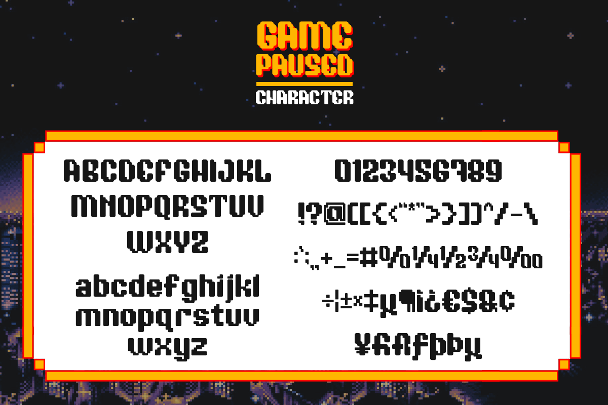 Game Paused - Pixel Game Family, a Sans Serif Font by Dharmas Foundry