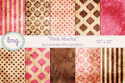 Pink and Brown Scrapbook Paper, a Pattern Graphic by Lavender Mint Graphics