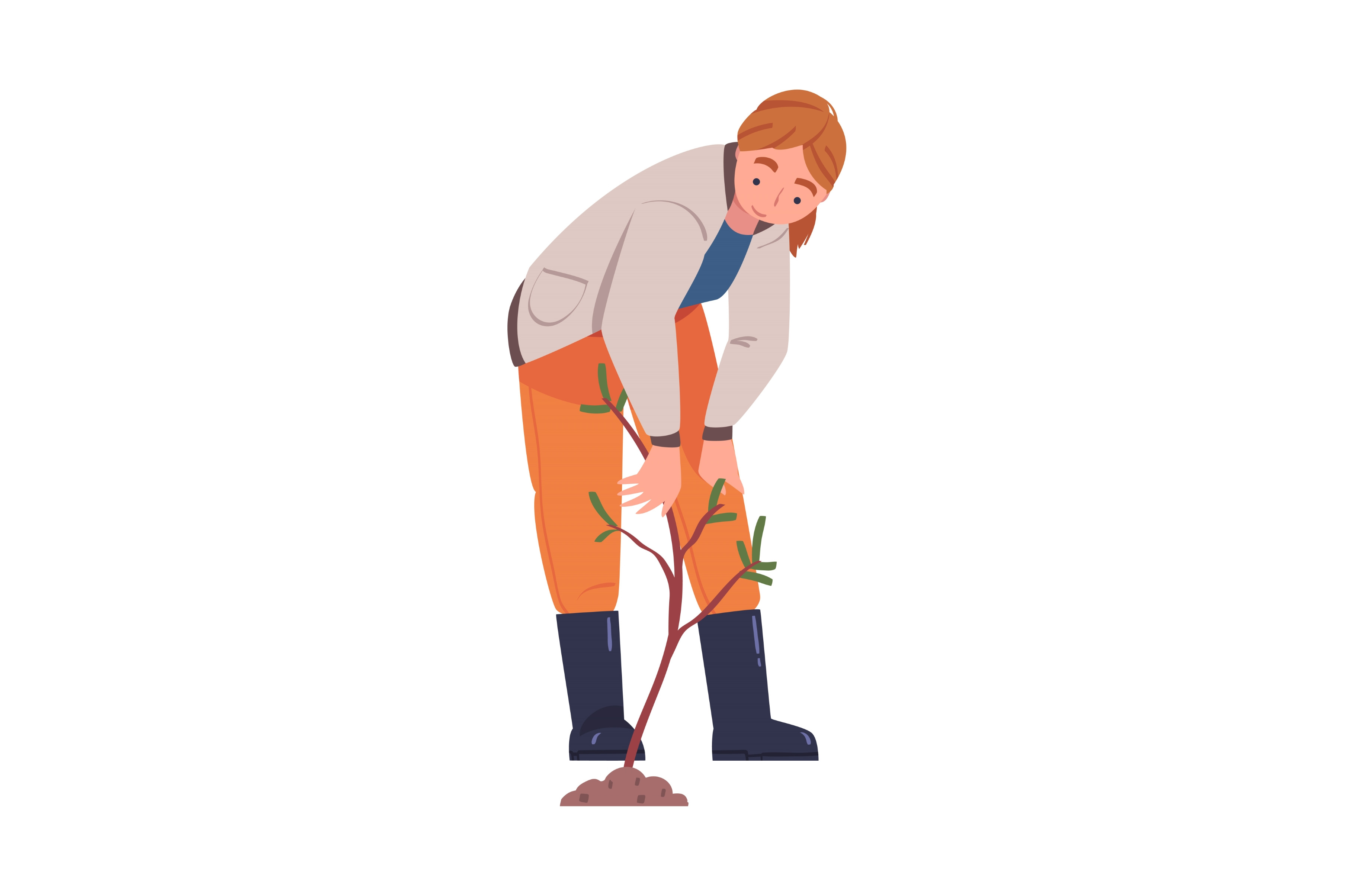 Woman Character Planting Tree, an Illustration by TopVectors