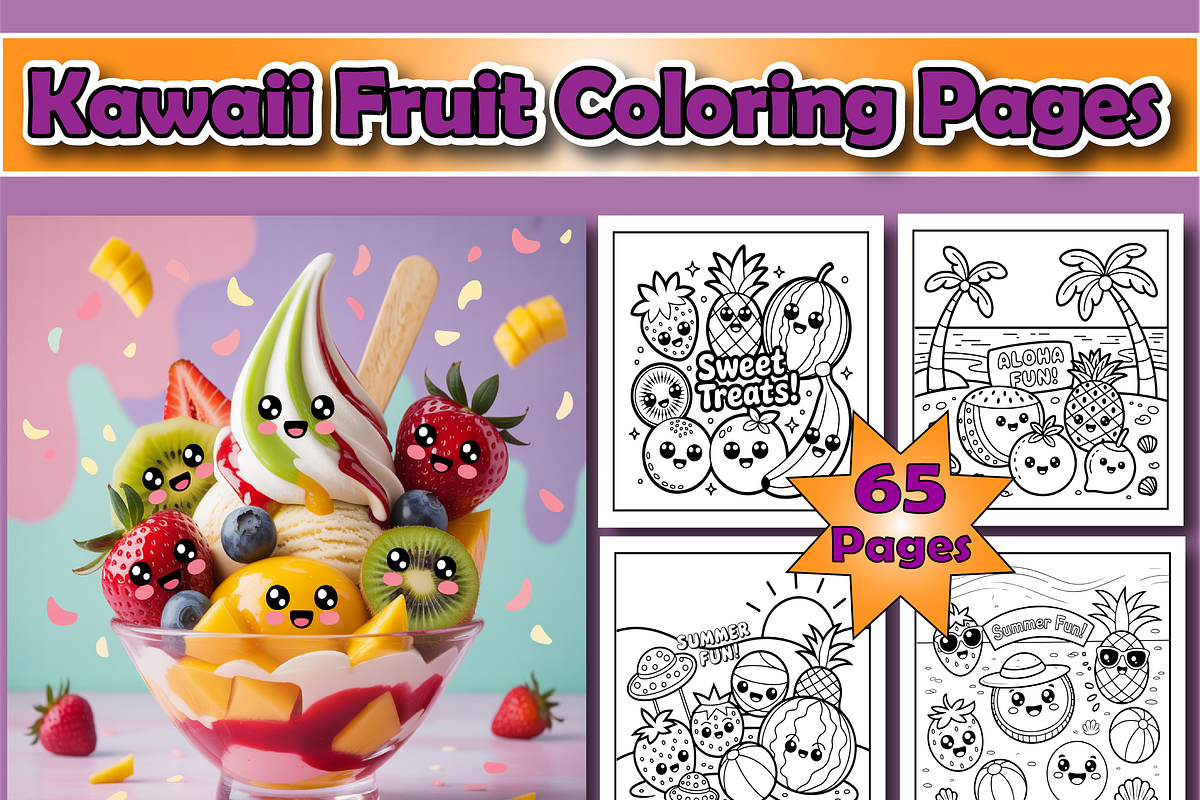 Kawaii Fruit Coloring Pages For Kids, an Animal Illustration by ...