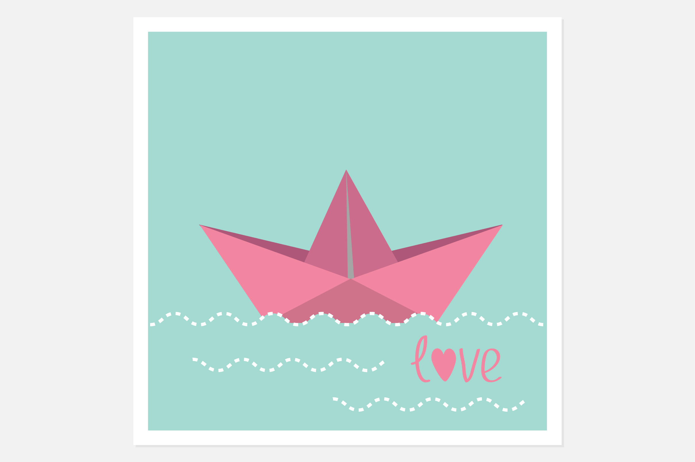 Origami paper boat and waves, an Object Illustration by Worldofvector