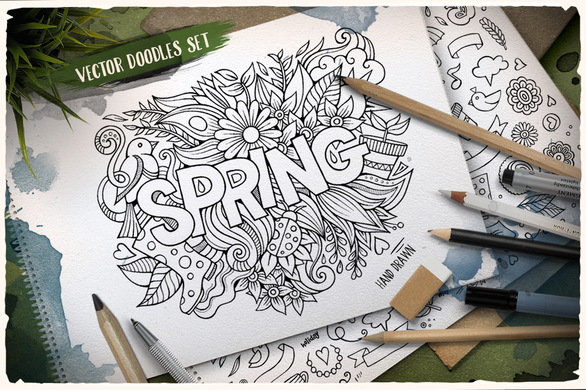 Spring Doodles Pack, a Decorative Illustration by BALABOLKA