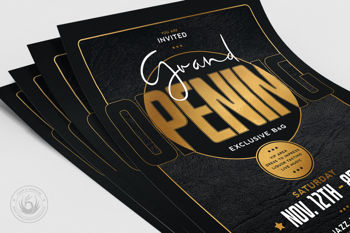 Black and Gold Flyer Template V16, a Flyer Template by ThatsDesign ...