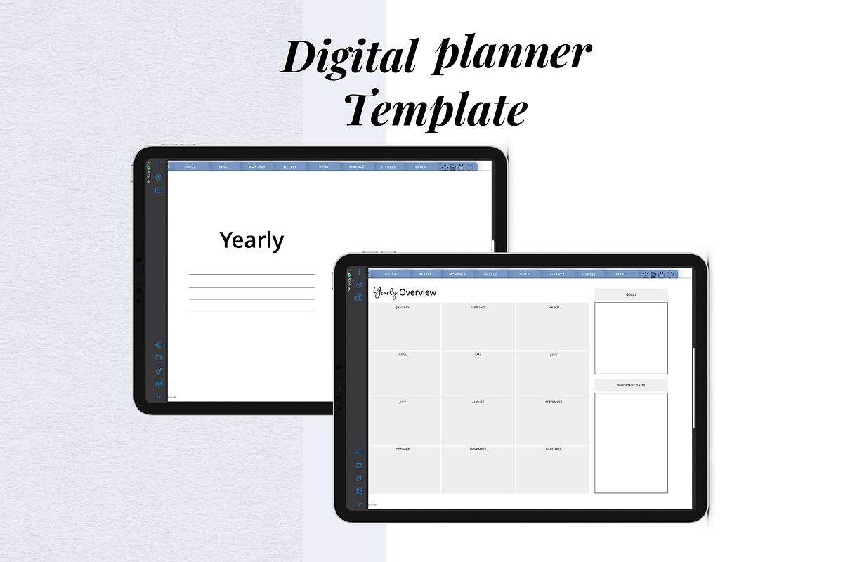Blue Landscape Digital Planner, a Stationery Template by SageandBreeze