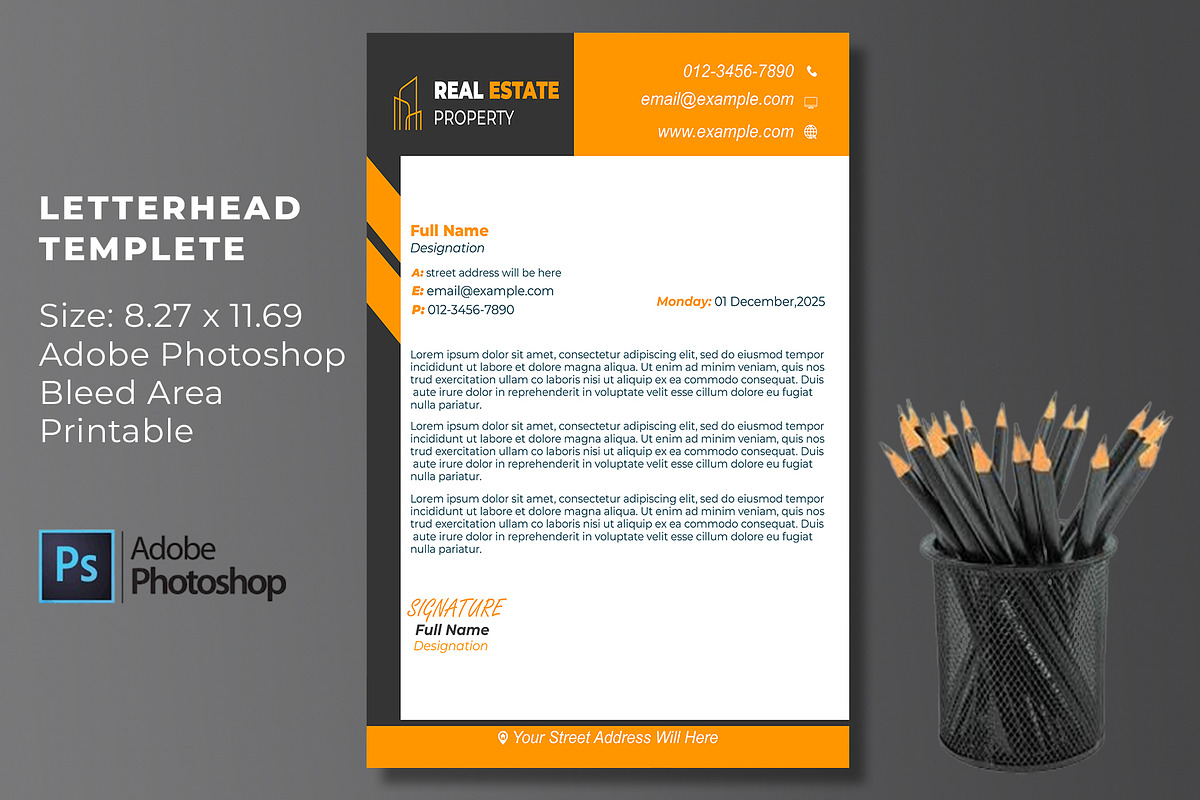 Corporate Letterhead Template PSD