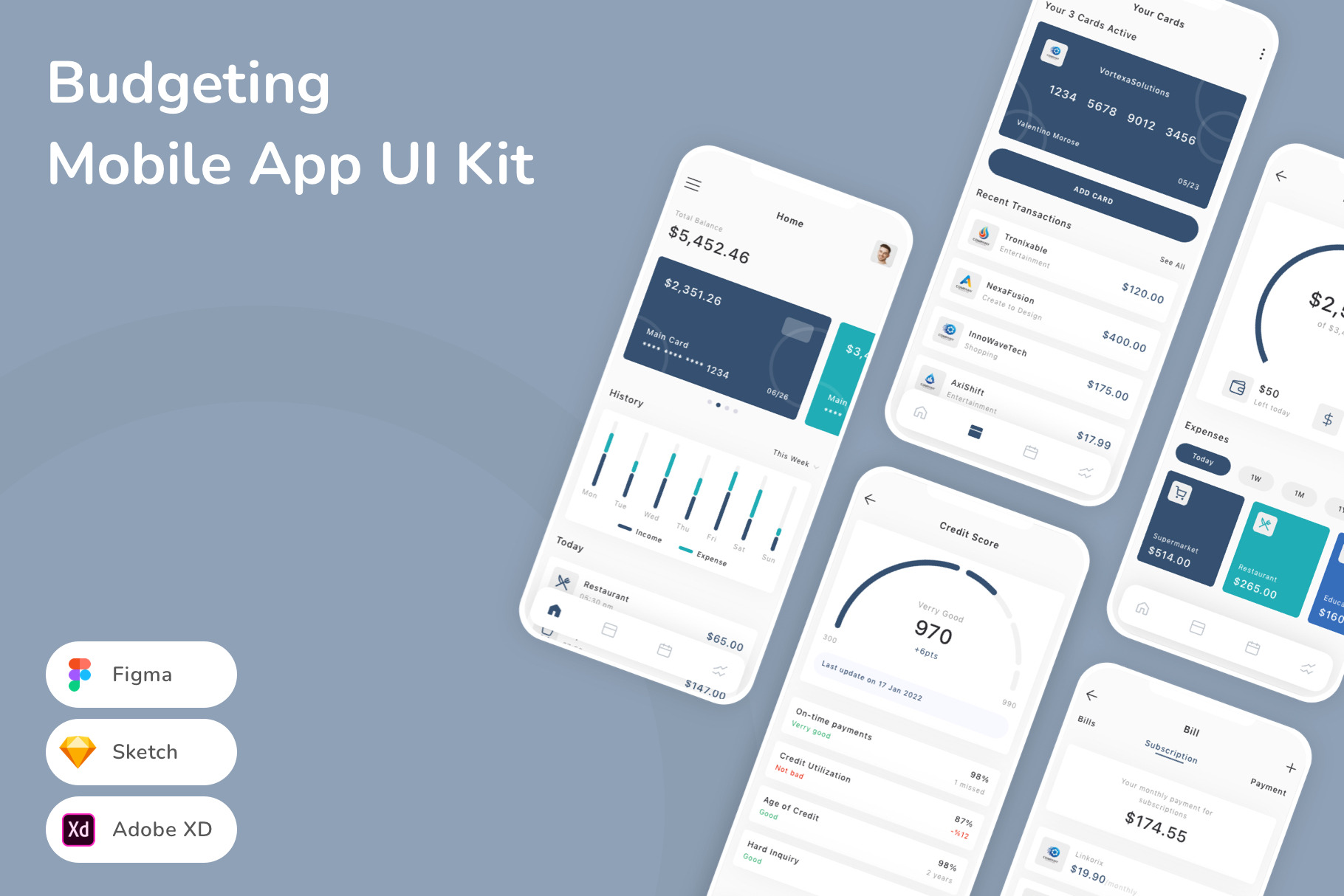 Budgeting Mobile App UI Kit, an UI Kit Template by Betush