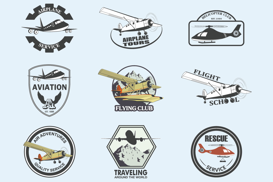 Set of aeronautics flight badges, a Graphic by Tomass2015