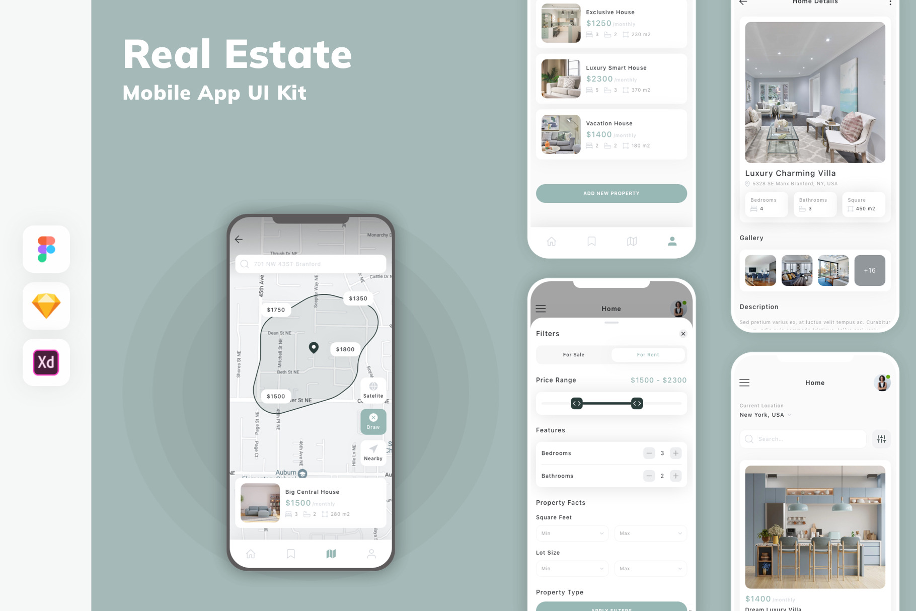 Real Estate Mobile App UI Kit, an UI Kit Template by uicube