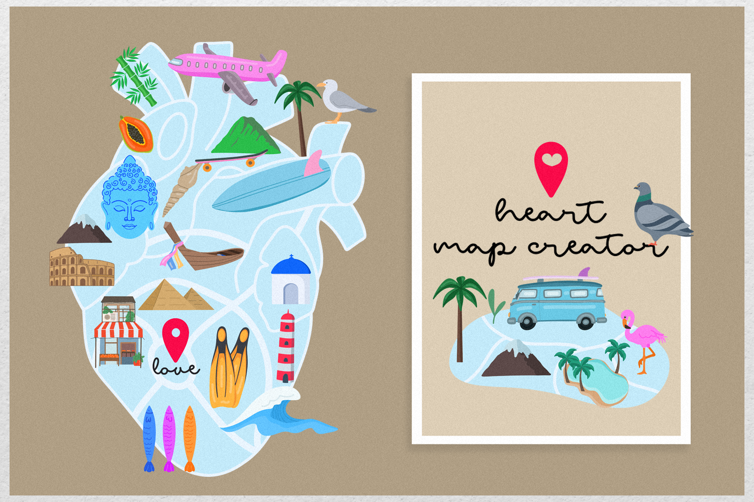 heart map creator | Creative Market
