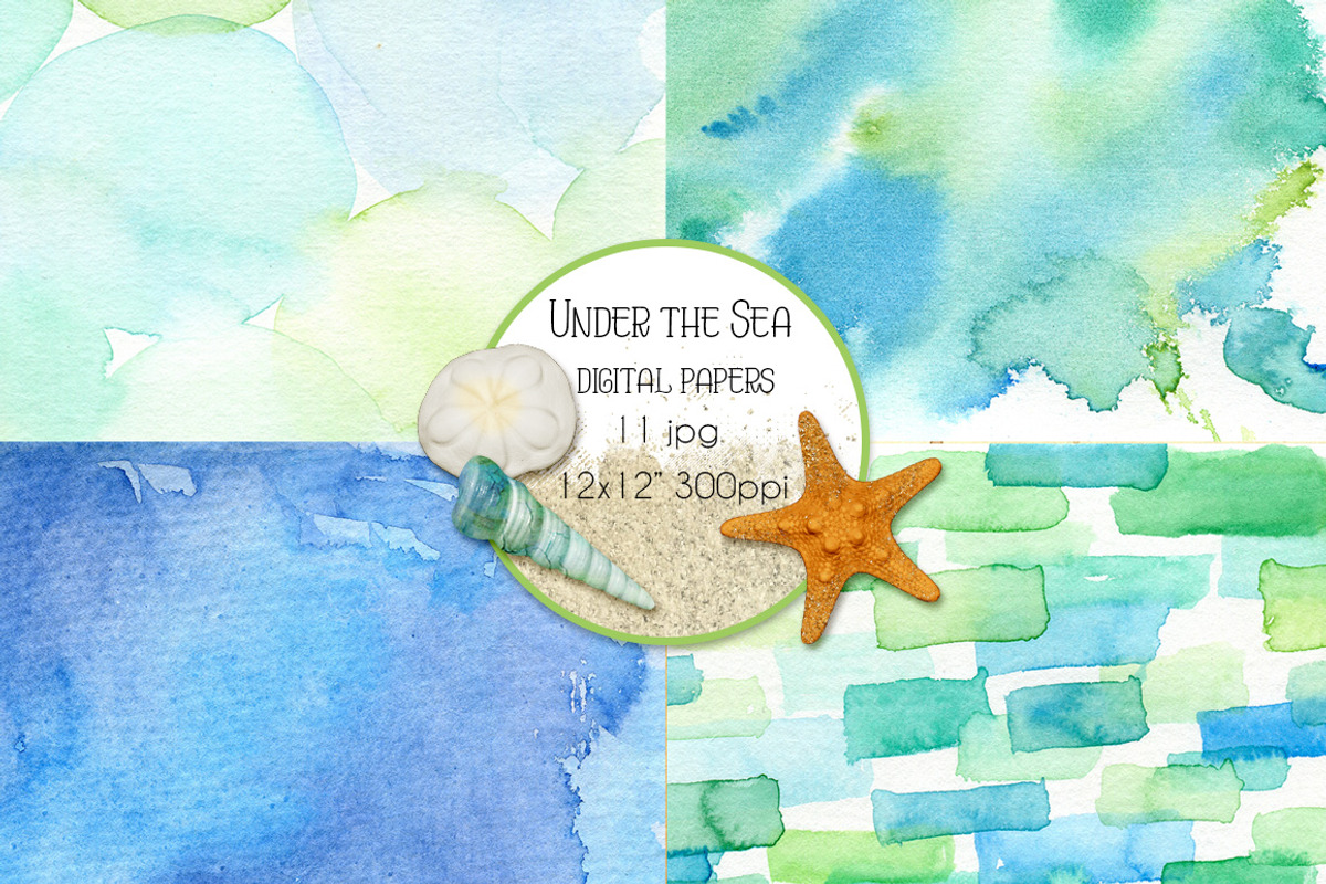 Under the Sea Watercolor Textures, a Texture Graphic by Studio Kitsch