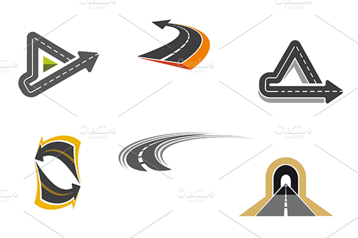 Road and highway symbols, a Graphic by Vector Tradition