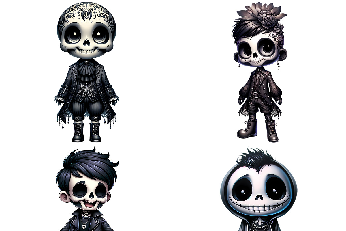 Goth Skull-Boy Clipart PNG Set, a Person Illustration by DoubleTwists ...
