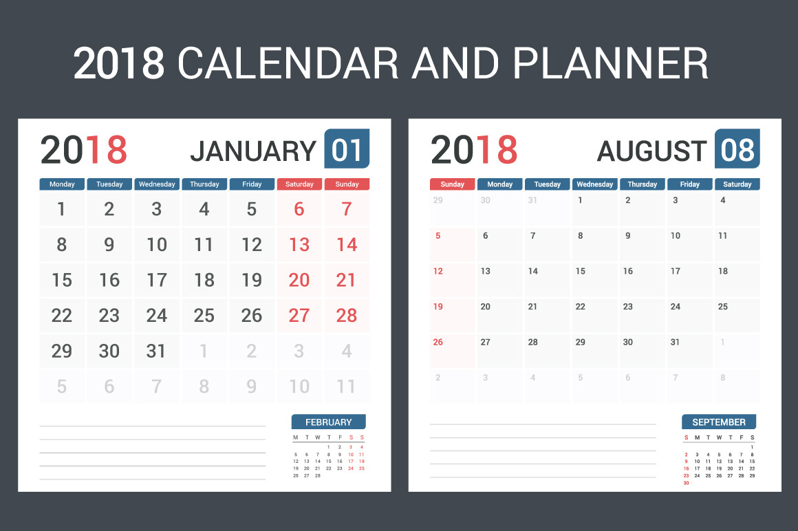 2018 Calendar and Planner, a Templates & Theme by PixMarket