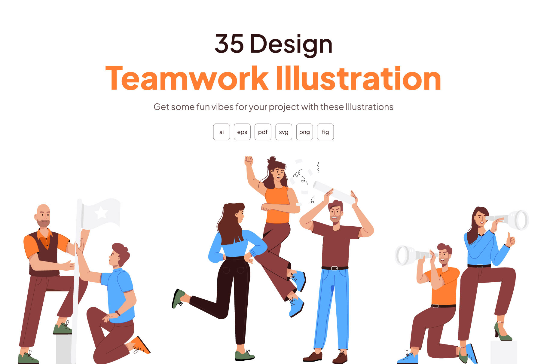 Animated Teamwork Illustration Set