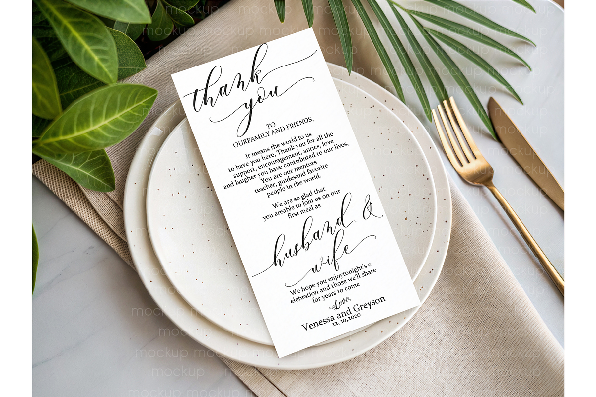 Modern Botanical Menu Card Mockup, a Product Mockup by MockupWizard