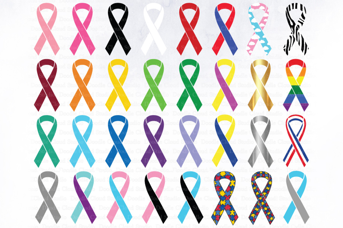 Awareness Ribbon Bundle Clipart, SVG, an Illustration by Doodle Cloud ...
