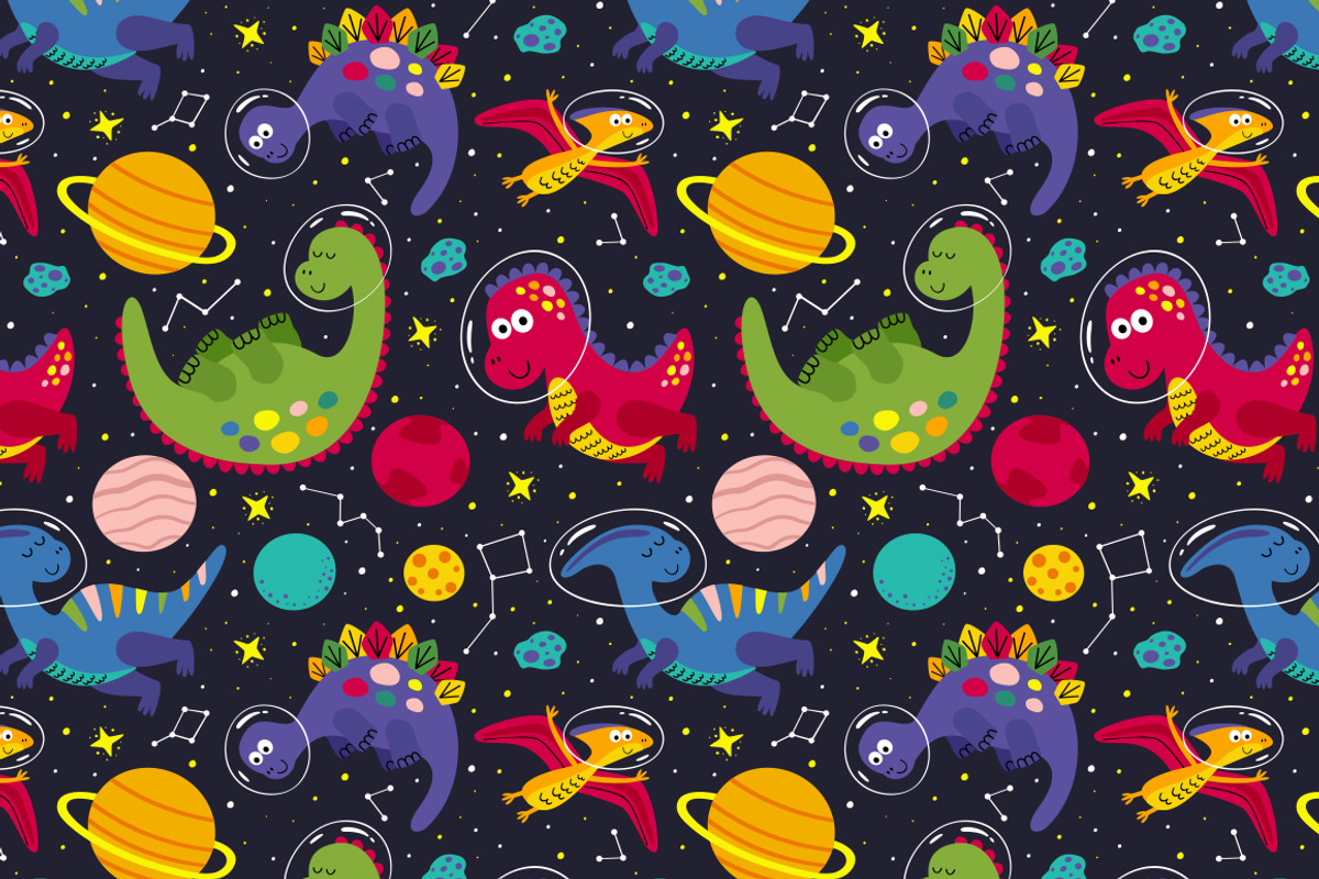 Dinosaurs in space collection, an Animal Illustration by NataKa