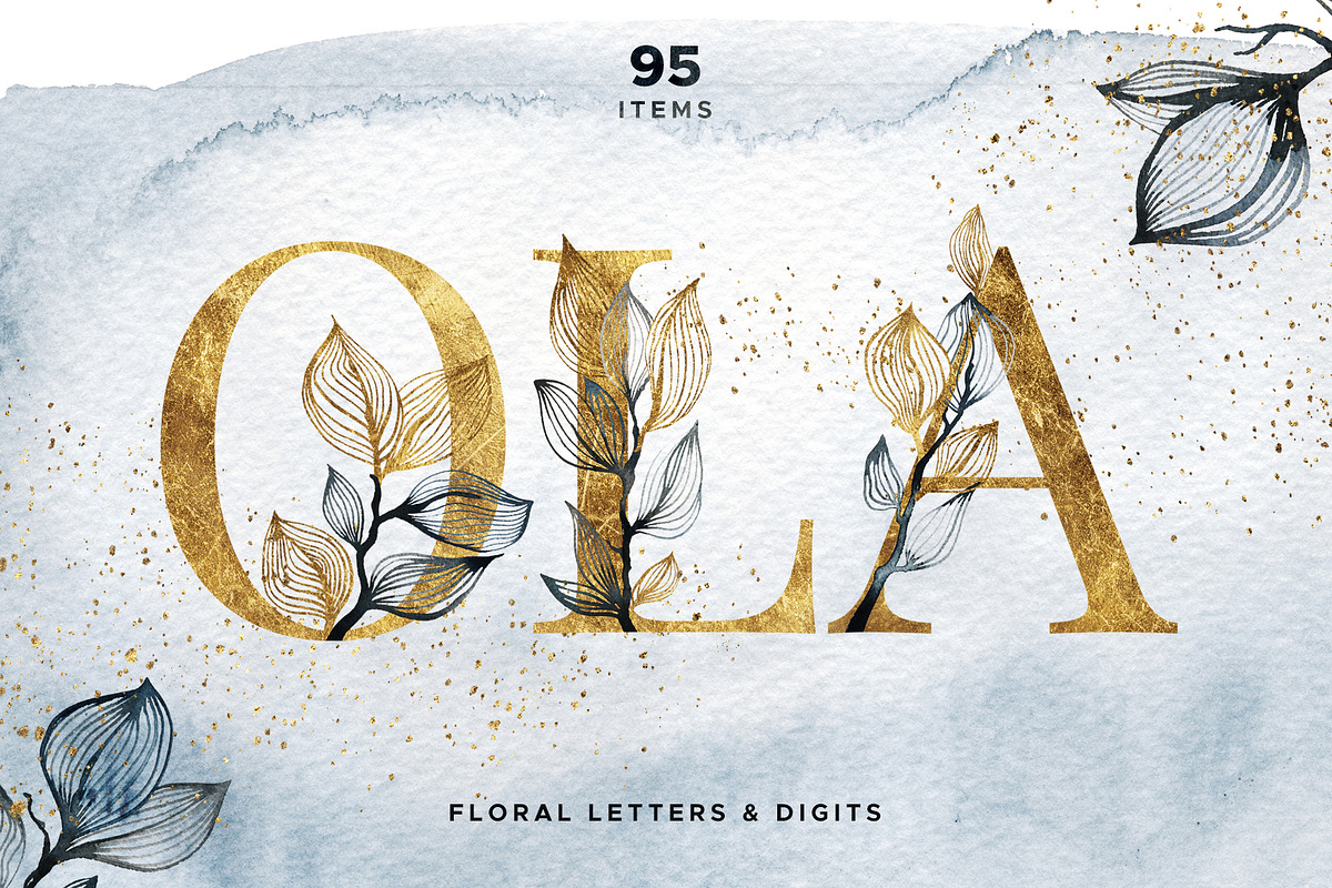 OLA Floral Alphabet Letters & Digits, a Decorative Illustration by Olga ...