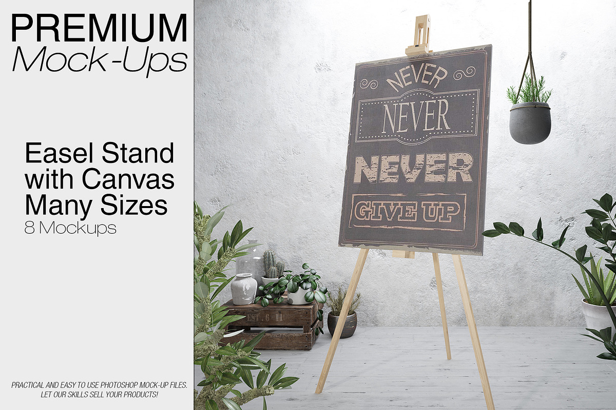 Easel Stand with Canvas - Many Sizes, a Print Template by mock-ups