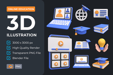 Education 3D Illustration | 3D Objects ~ Creative Market