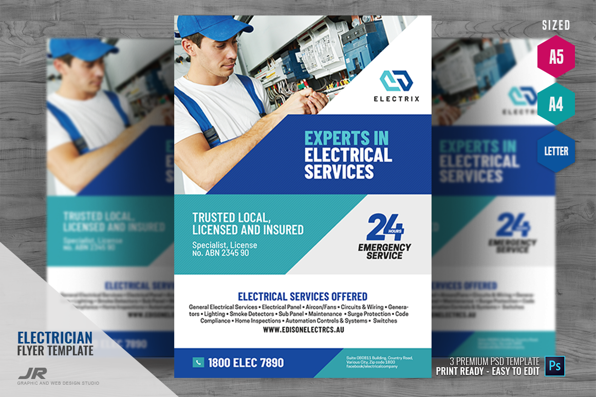 Electrician and Electrical Flyer, a Flyer Template by PSDPixel ...