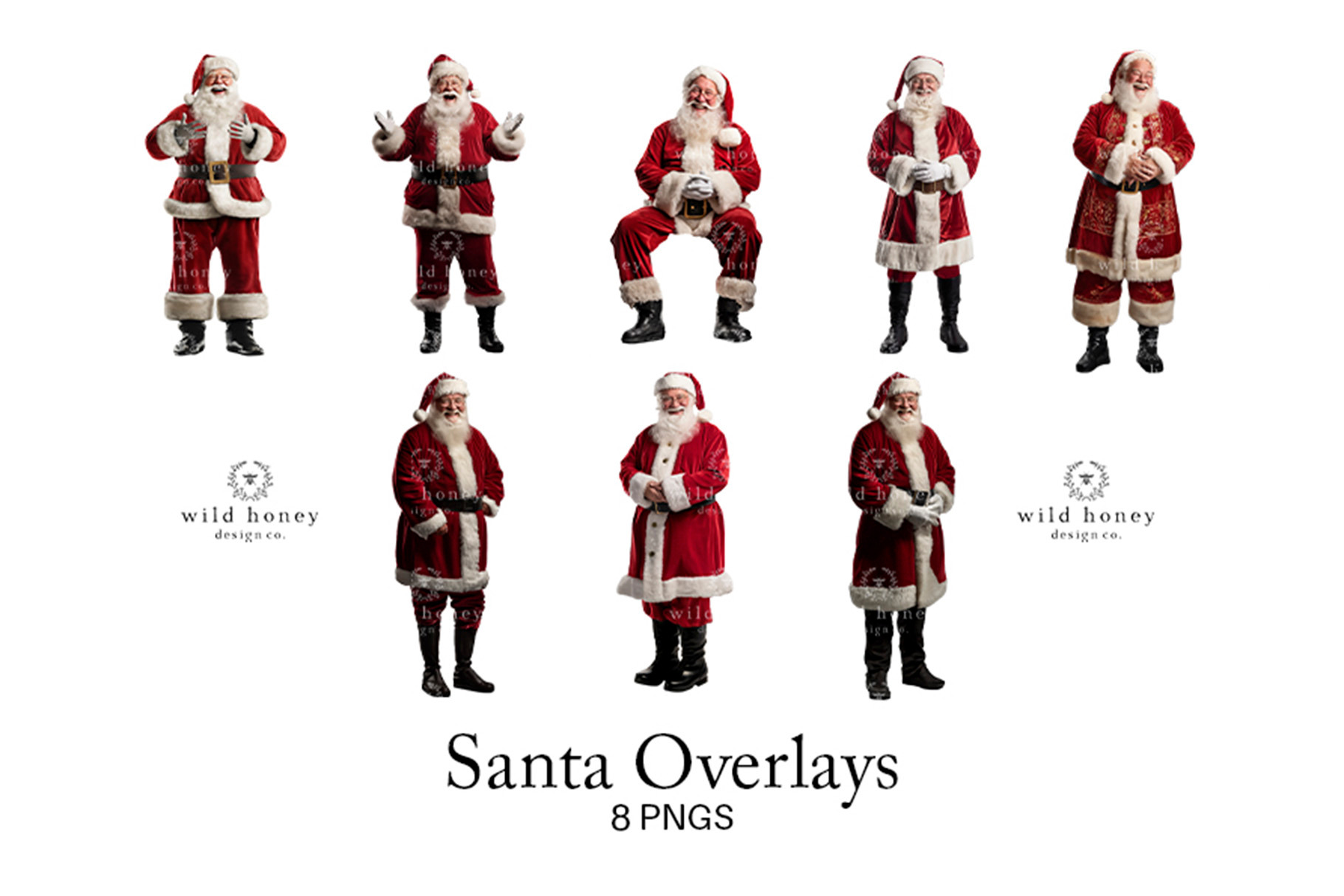 Santa Claus Overlays, PNGs, a Layer Style Add-On by Wild Honey Design Co.