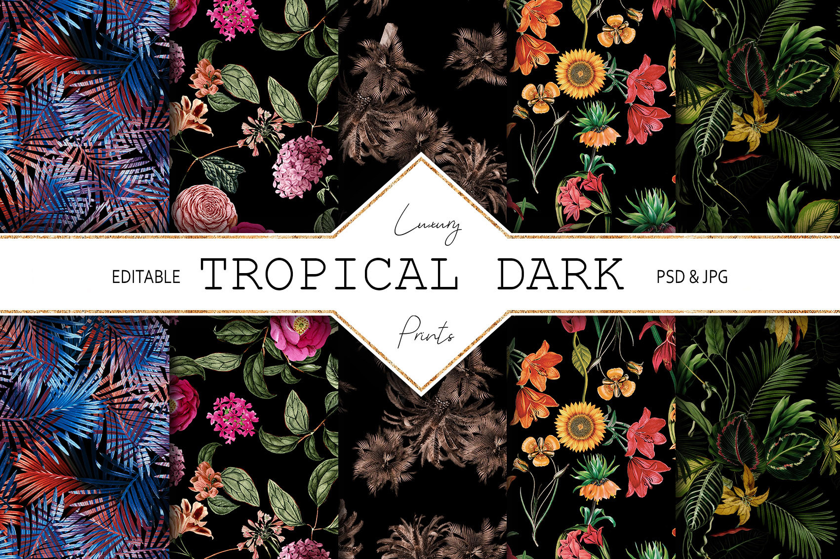 Tropical Dark, a Pattern Graphic by Luiz da Rolt Grathwohl