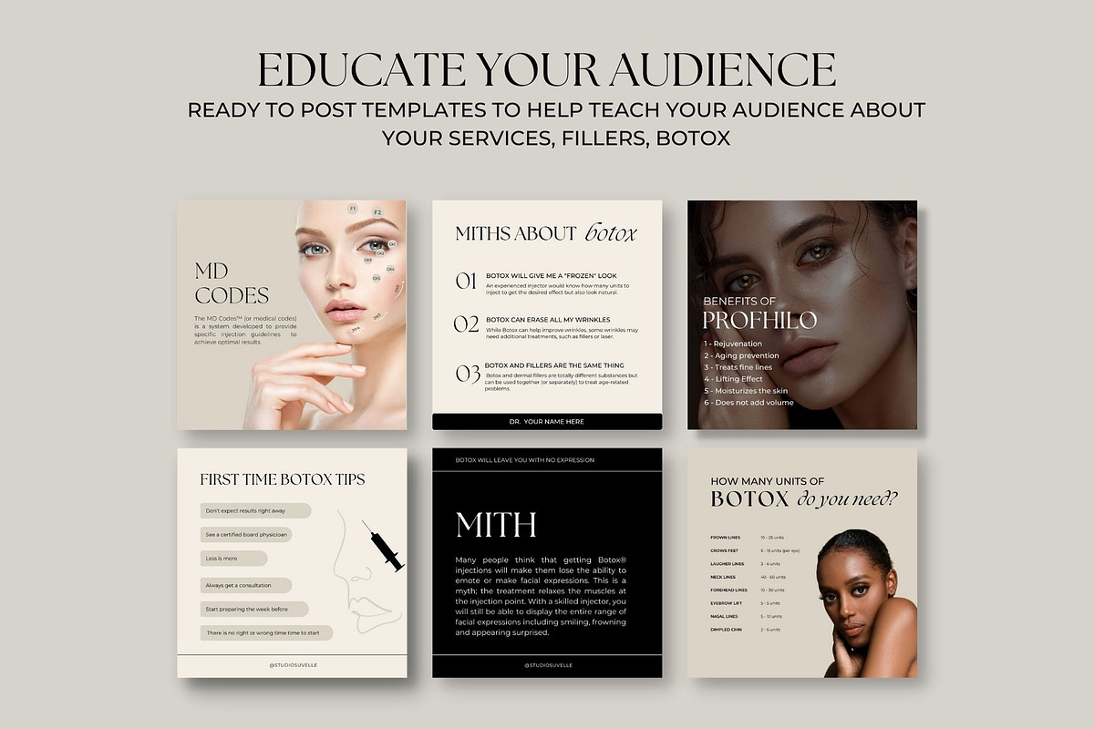 Botox & Fillers Canva Templates, a Social Media Template by Studio Suvelle