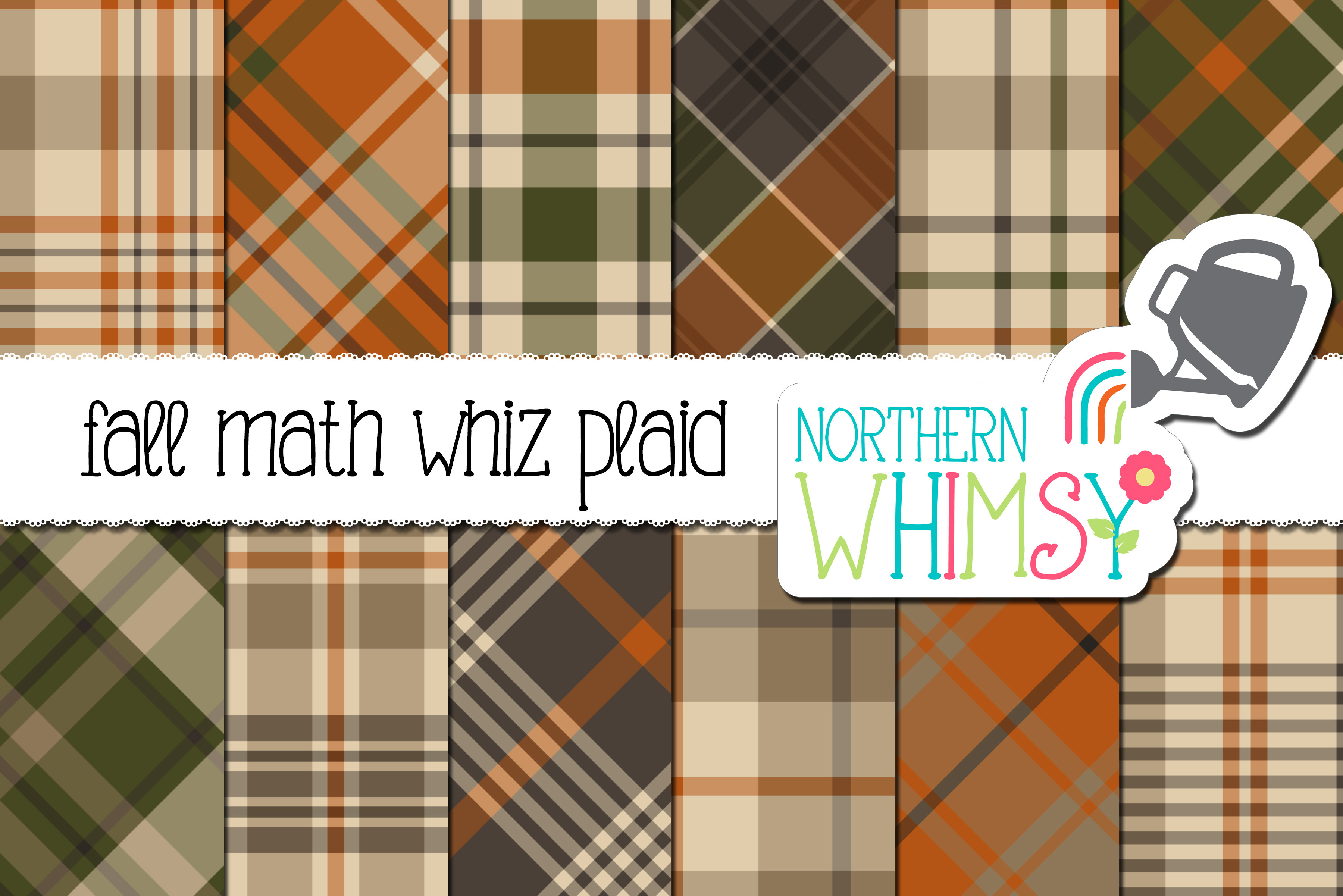 Fall Plaid Patterns - olive & orange, a Pattern Graphic by Northern ...