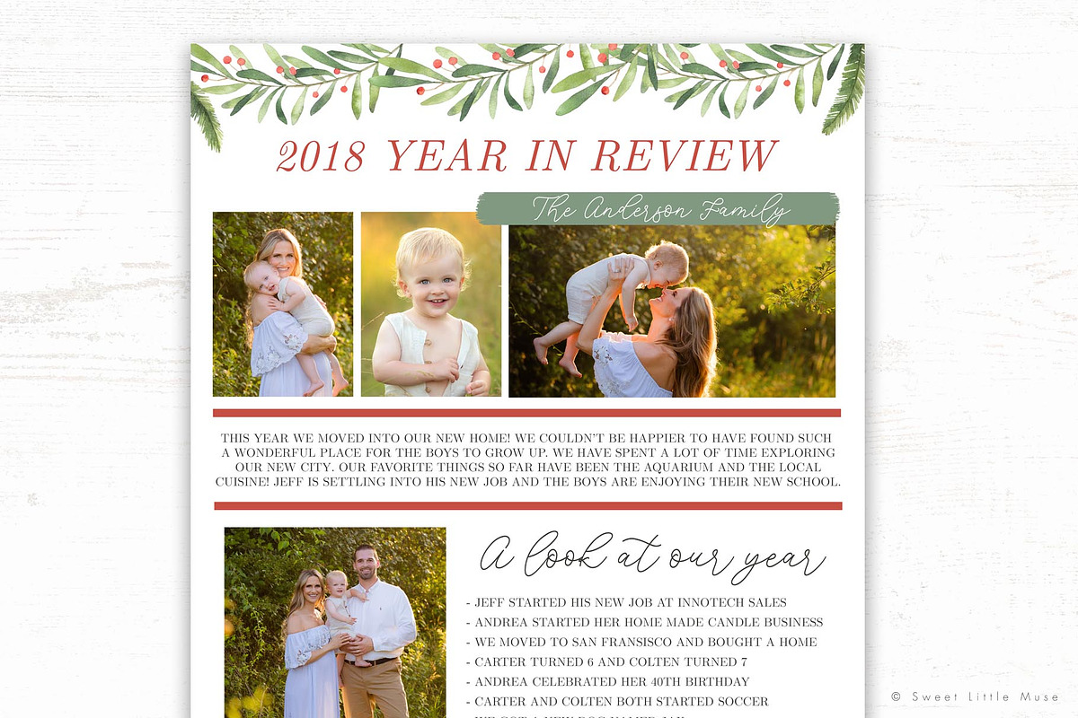 Year in Review Newsletter Template, a Card Template by Sweet Little ...