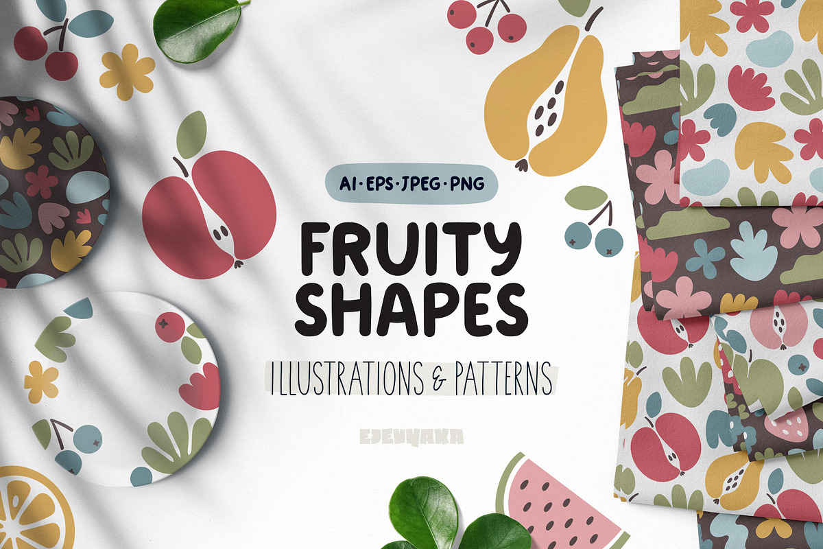 Fruit Shapes Clipart & Patterns, a Food Illustration by Ejevyaka ...
