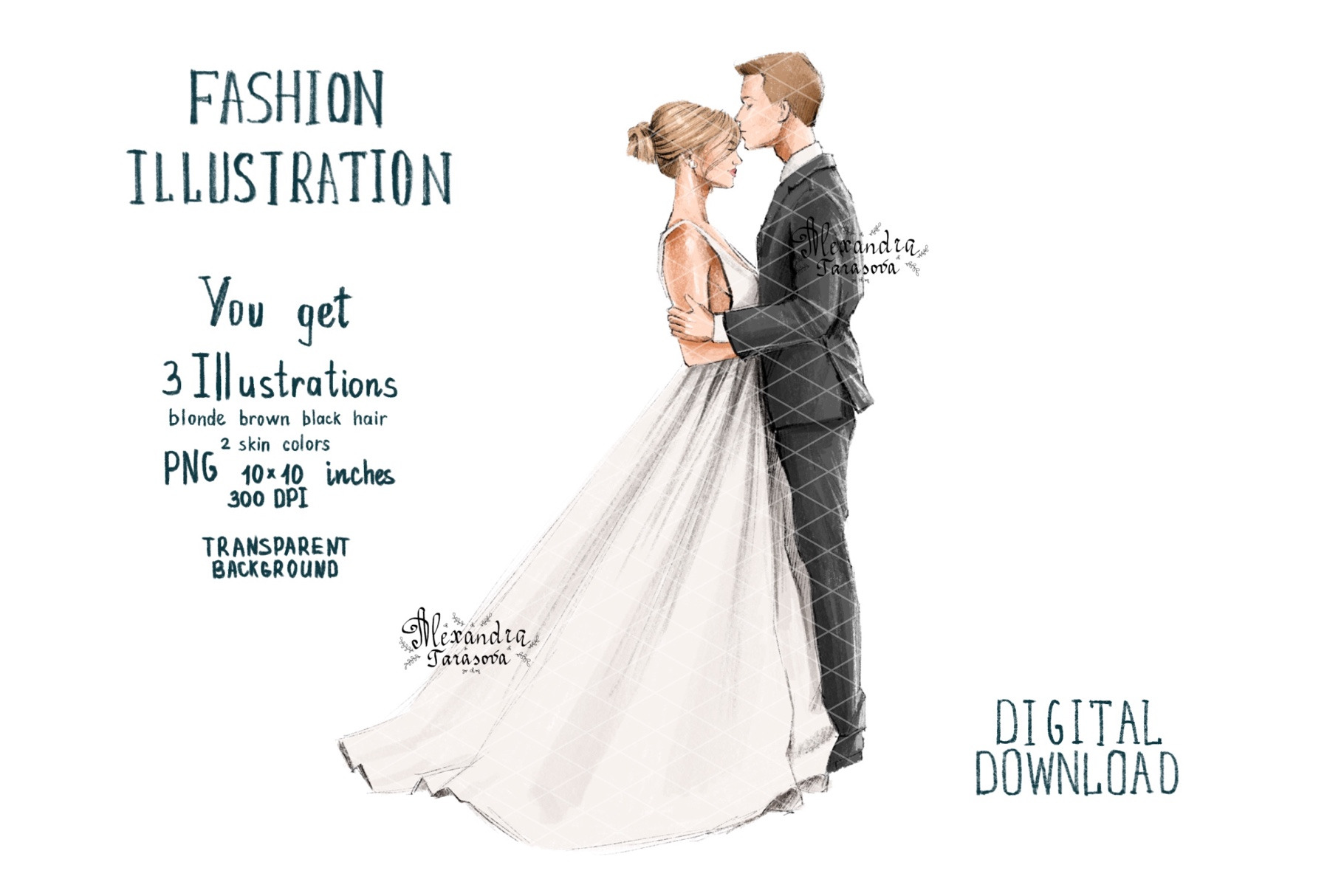 Wedding Sketch Drawing Illustration, an Illustration by BigArtLab