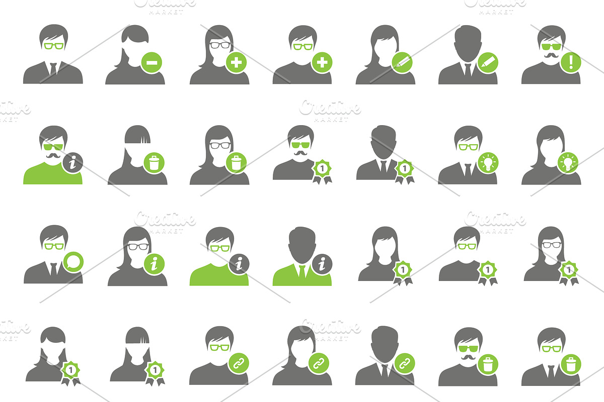 42 Green user icons, an Outline Icon by DutchDigitalDesign