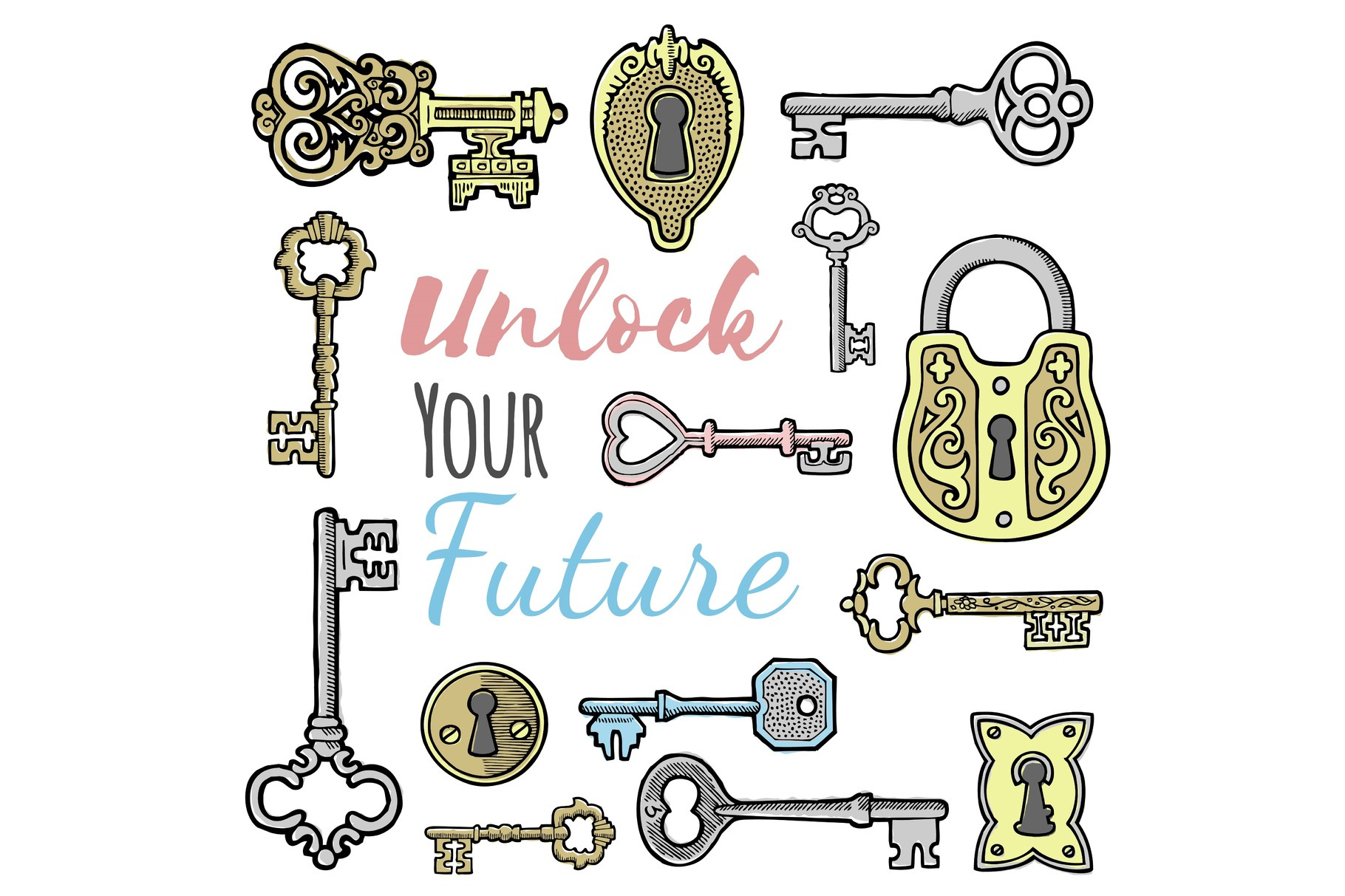 Unlock your future banner vector, an Object Illustration by RocketArt