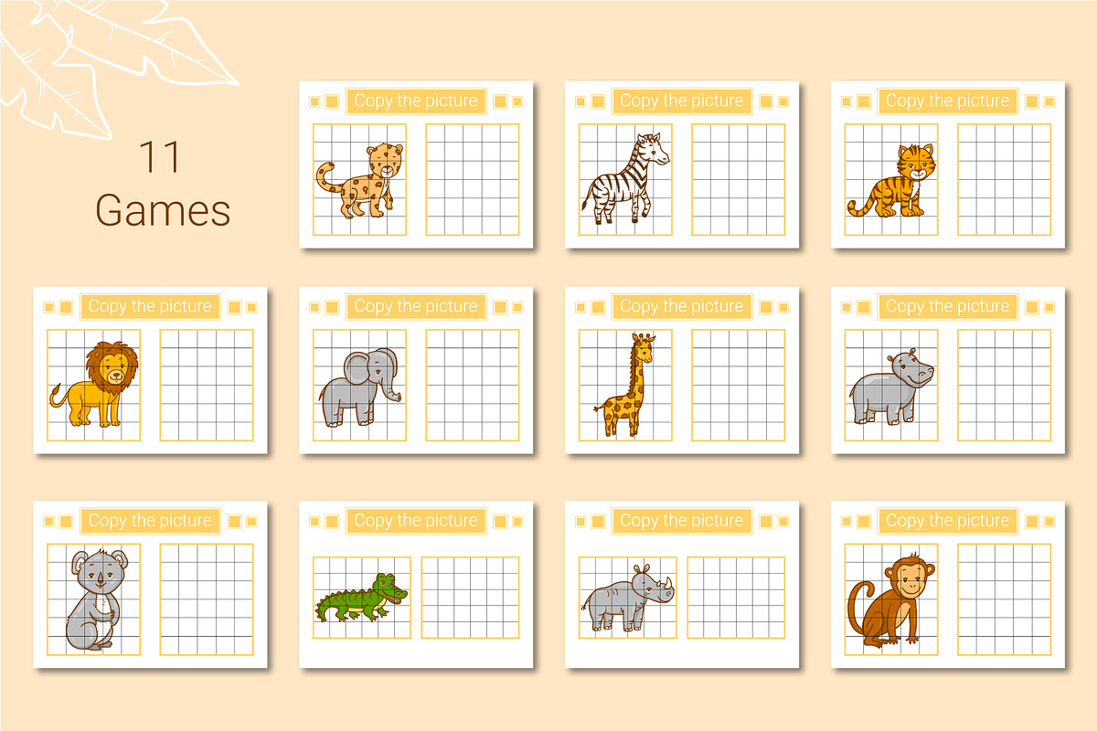 Jungle Animals Activities for kids, an Animal Illustration by NinaFedorova