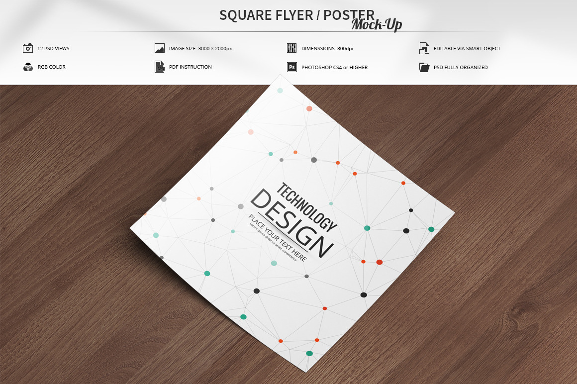 Square Flyer / Poster Mock-Up, a Print Template by MassDream