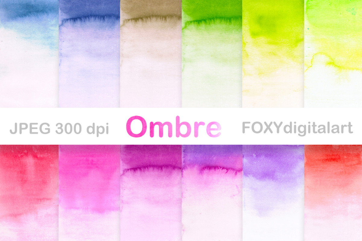 Watercolor ombre digital papers, an Illustration by FOXYdigitalart