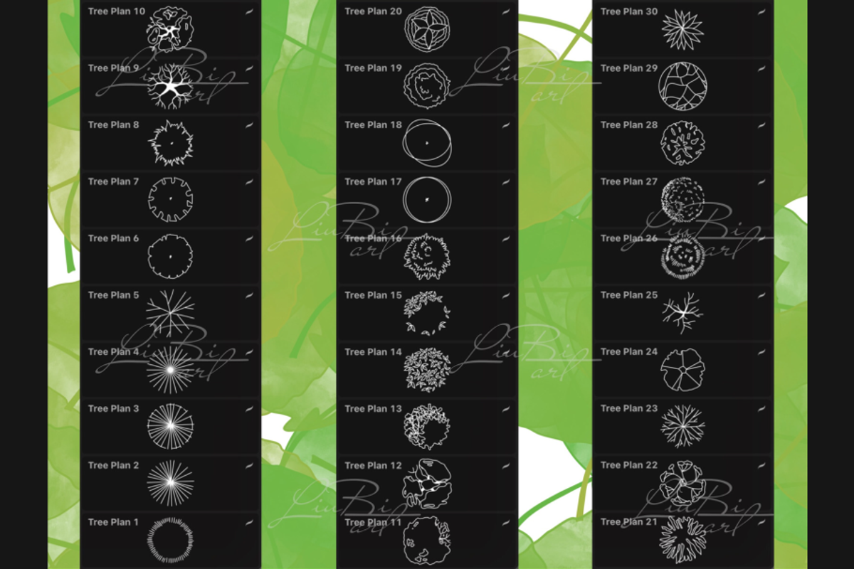 62 Procreate Tree Plan Stamps Brush, a Brush Add-On by LiuBi Art ...